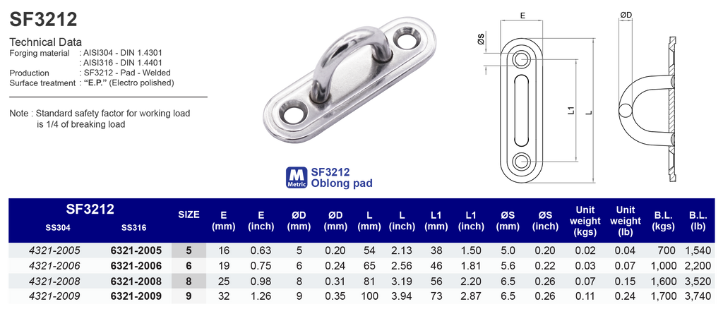 SF3212 Oblong Pad - 304 – Kinzi.Thailand